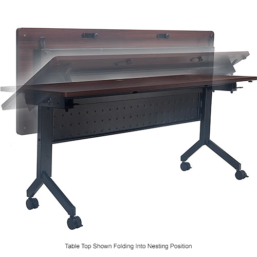 Interion® Flip-Top Training Table, 60"L x 24"W, Walnut