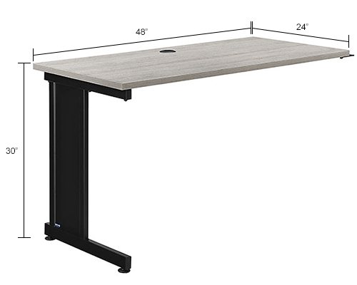 Interion® 48"W Left Handed Return Table - Rustic Gray