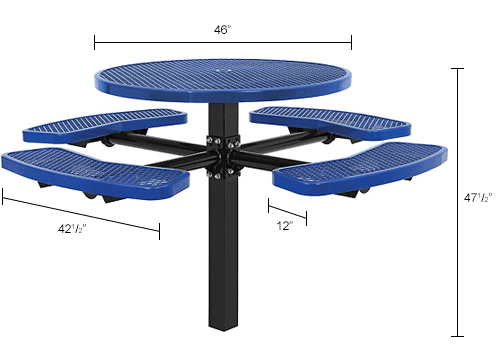 Global Industrial™ 46" Round In Ground Mount Picnic Table, Expanded ...