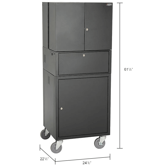 Global Industrial™ Mobile Fold-Out Computer Cabinet, Black, Unassembled