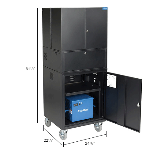 Global Industrial™ Mobile Powered Fold-Out Computer Cabinet, 40AH ...