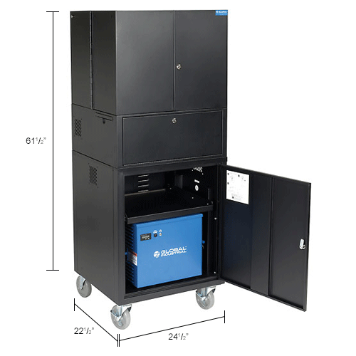 Global Industrial™ Mobile Powered Fold-Out Computer Cabinet, 100AH ...
