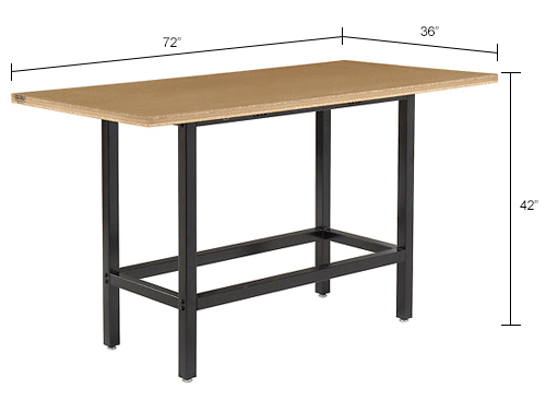 Interion® Standing Height Table with Power, 72"L x 36"W, Natural