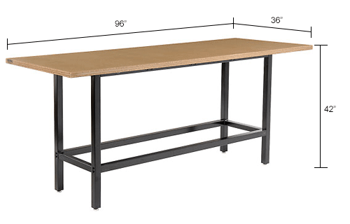Interion® Standing Height Table With Power, 96"L x 36"W, Natural