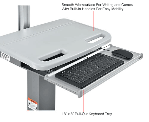 Global Industrial™ Mobile Standing Computer Workstation, Gray | 695436B ...