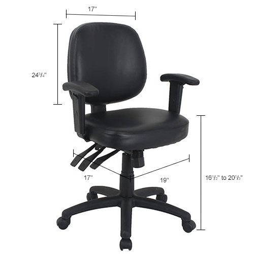 Interion® 24 Hour Task Chair With Mid Back & Adjustable Arms, Vinyl, Black