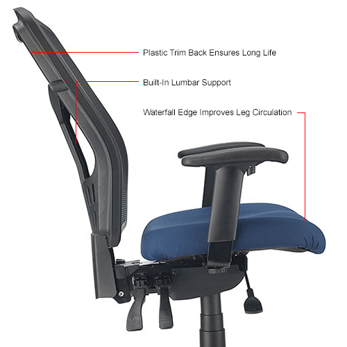 Interion® Mesh Office Chair With High Back & Adjustable Arms, Fabric, Blue