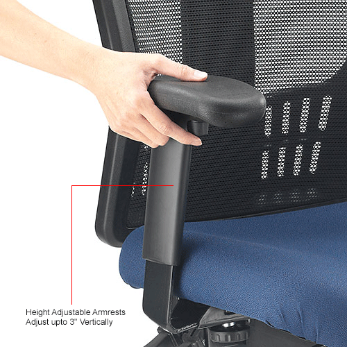 Interion® Mesh Office Chair With High Back & Adjustable Arms, Fabric, Blue