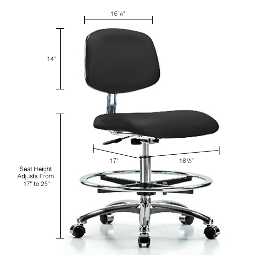 Interion® Clean Room Stool - Vinyl - Black