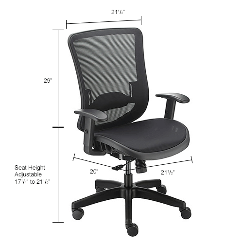 Interion® Heavy Duty Chair With High Back & Adjustable Arms, Mesh, Black