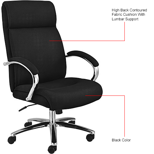 Interion® Office Chair With Lumbar Support, High Back & Fixed Arms ...