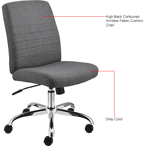 Interion® Office Chair With Mid Back, Fabric, Gray