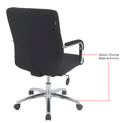 Interion® Office Chair With High Back & Fixed Arms, Fabric, Black