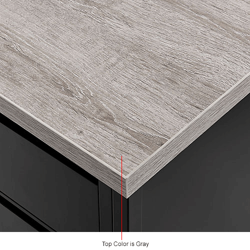 Interion® Steel Teachers Desk, 60"W x 30"D, Gray Top with Black Frame