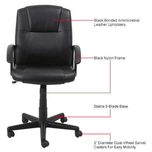 Interion® Antimicrobial Executive Chair With Mid Back & Fixed Arms ...