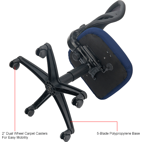 Interion® Mesh Office Chair With Mid Back, Fabric, Blue