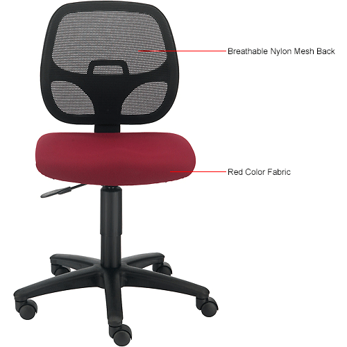 Interion® Mesh Office Chair With Mid Back, Fabric, Red
