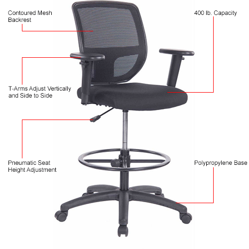 Global Industrial™ Big and Tall Mesh Back Drafting Stool