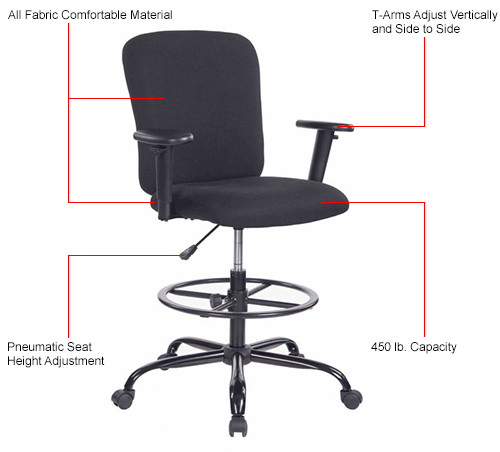 Global Industrial™ Big and Tall All Fabric Drafting Stool