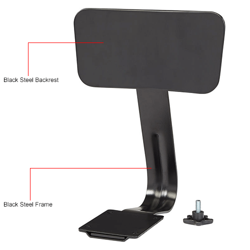 Steel Backrest for Interion® Shop Stools - Black