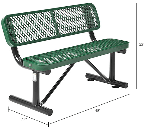 Global Industrial™ 4' Outdoor Steel Bench w/ Backrest, Expanded Metal ...
