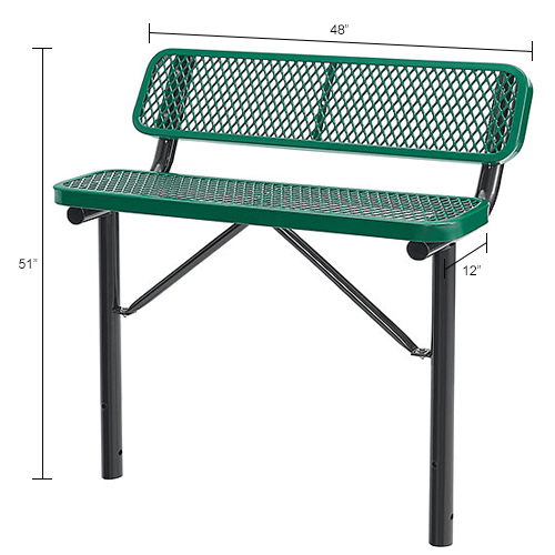 Global Industrial™ 4' Outdoor Steel Bench w/ Backrest, Expanded Metal ...