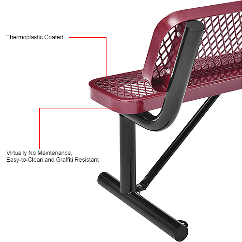 Global Industrial™ 4 ft. Outdoor Steel Bench with Backrest - Expanded ...