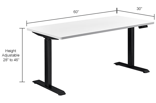 Interion® Electric Height Adjustable Desk, 60"W x 30"D, White W/ Black Base
