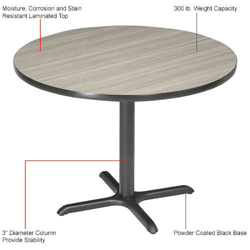 Interion® 36" Round Counter Height Restaurant Table, Charcoal