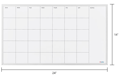 Global Industrial™ Steel Cubicle Calendar Whiteboard, Monthly, 24