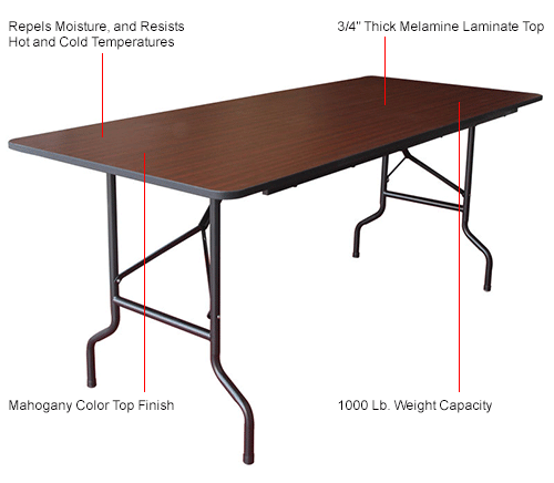 Interion® Folding Wood Table, 72"W x 30"L, Mahogany