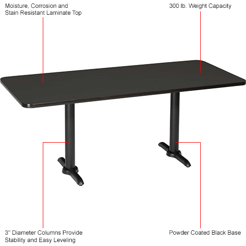 Interion® Bar Height Breakroom Table, 72"L x 36"W x 42"H, Black
