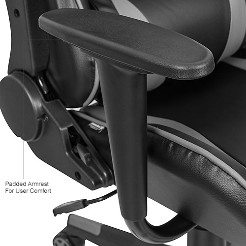 Interion® Gaming Chair, Antimicrobial, High Back, Black/Gray