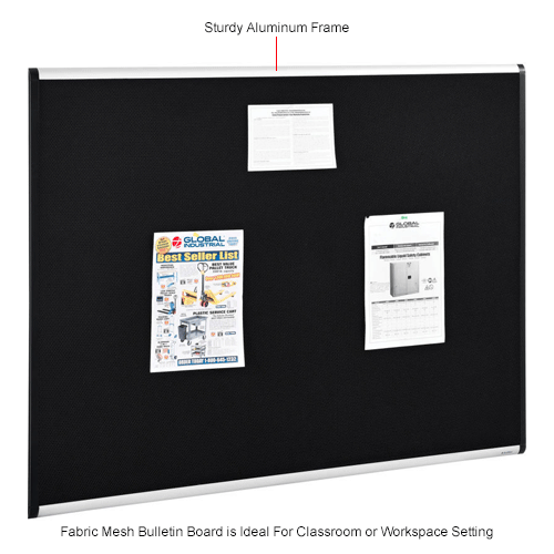 Global Industrial™ Fabric Mesh Bulletin Board, 72"W x 48"H, Black