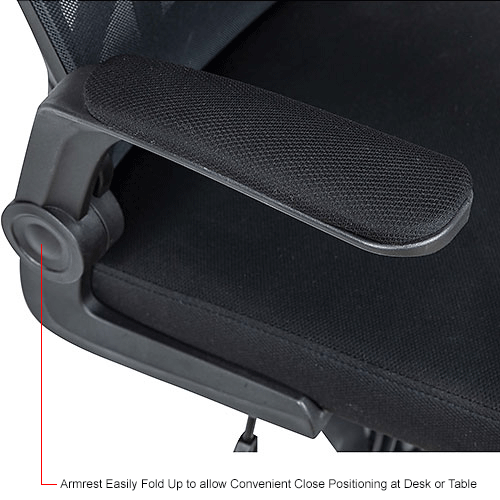 Interion® Mesh Back Task Stool w/ Flip-Up Arms, Black