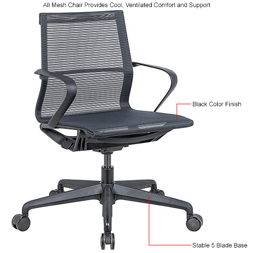 Interion® All Mesh Task Chair, Black
