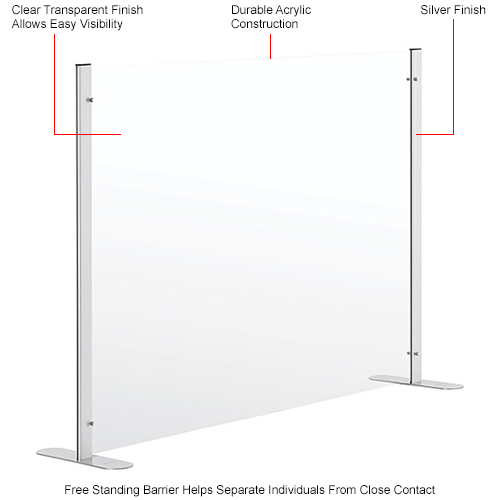 Interion® Acrylic Cashier Shield, 48"L x 36"H, Clear