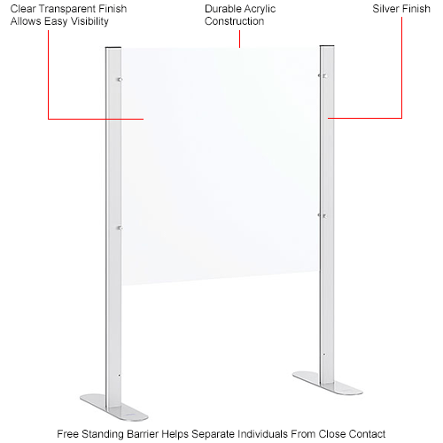 Interion® Acrylic Cashier Shield with Pass-Through, 24"L x 24"H, Clear