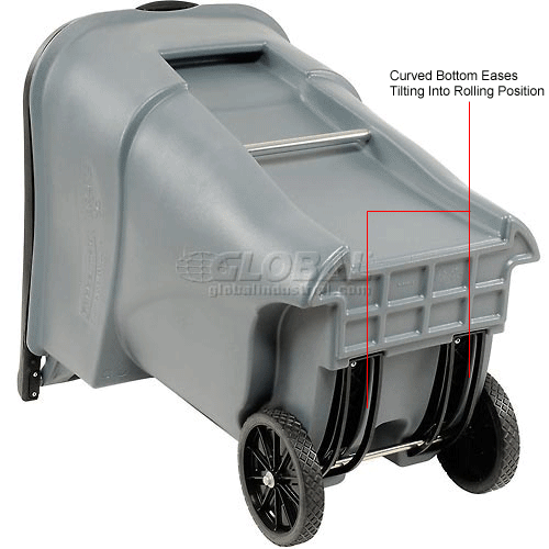 95 Gallon Rubbermaid Large Mobile Waste Receptacle - Gray With Lid