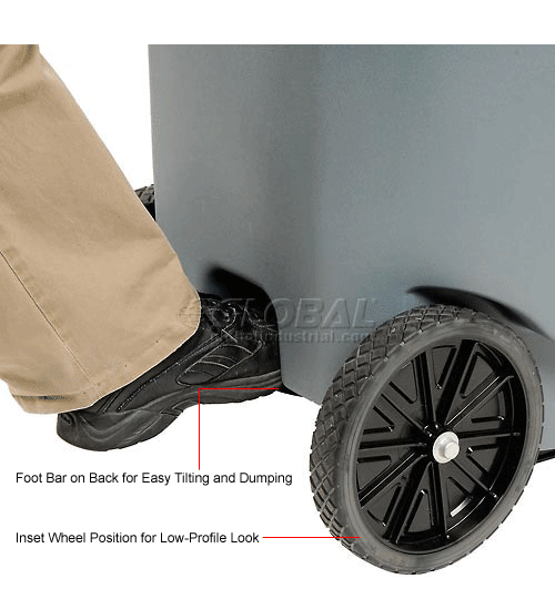 95 Gallon Rubbermaid Large Mobile Waste Receptacle - Gray With Lid