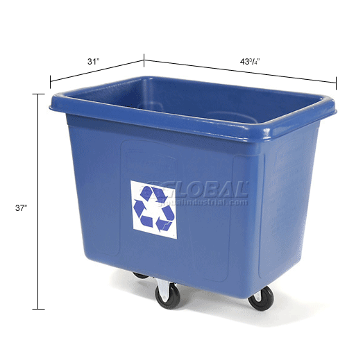 Rubbermaid® Mobile Recycling Container Cube Truck, 119 Gallon, Blue