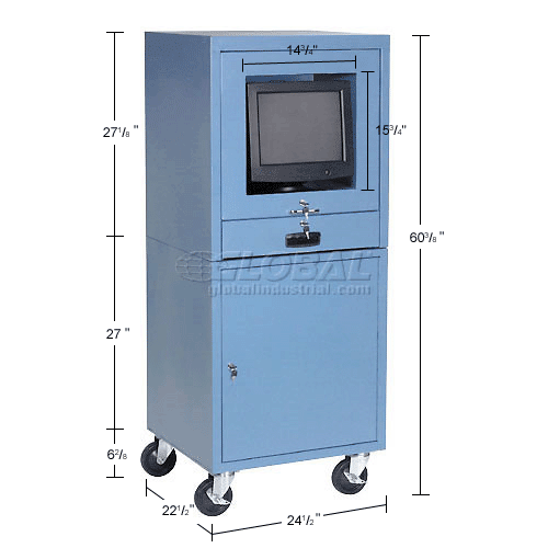 Global Industrial™ Mobile Computer Cabinet, Blue, Unassembled