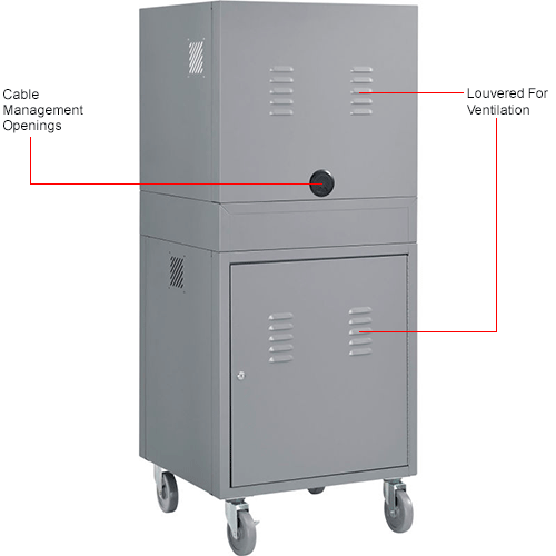 Global Industrial™ Mobile Computer Cabinet, Dark Gray, Unassembled