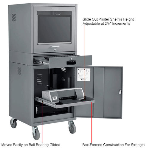 Global Industrial™ Mobile Computer Cabinet, Dark Gray, Unassembled