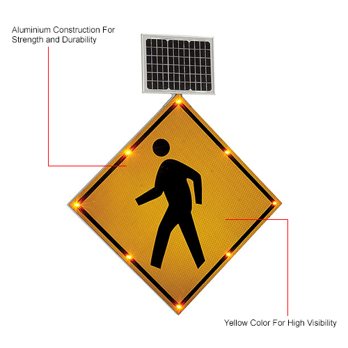 Global Industrial™ 30" Solar Powered Flashing LED Pedestrian Crossing ...