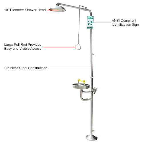 Global Industrial™ Emergency Combination Shower w/Eyewash Station ...