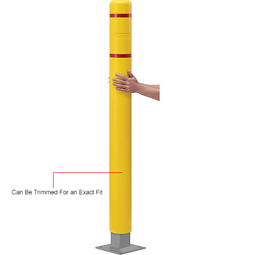 Global Industrial™ Bollard Post Sleeve, 4" D x 52" H, Yellow With Red ...