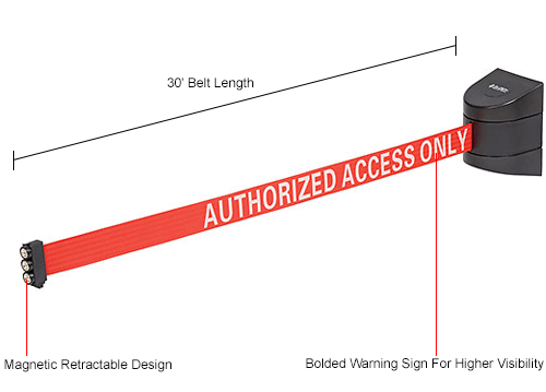 Global Industrial™ Magnetic Retractable Belt Barrier, Black Case W/30 ...