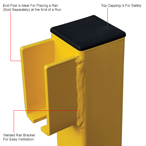 Global Industrial™ Steel Lift-Out Guard Rail End Post, Single-Rail, 20 ...