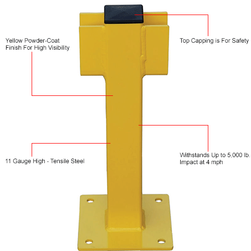 Global Industrial™ Steel Lift-Out Guard Rail In-Line Post, Single-Rail ...